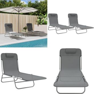 vidaXL Vidaxl - Sonnenliegen Klappbar 2 Stk. Grau Textilene und Stahl - Sonnenliege - Gartenliege - Outdoor-Liege - Klappliege - Textilene - Home & Living