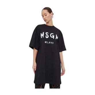 Msgm Logo-Print T-Shirt Kleid - - Dresses - Damen - Schwarzk - XS