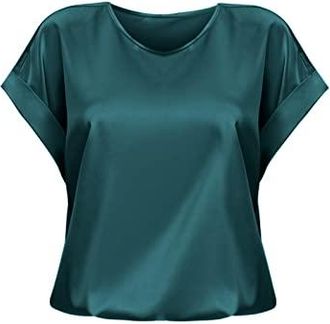 QWUVEDS Soldes Vetement Femme Chemisier Femme Col Mao Blouse Professionnelle Haut Femme Ete Fluide Tshirt Femme Col Rond Tunique Femme Bleu Marine Crop Top No