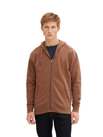 Tom Tailor Herren Sweatjacke mit Kapuze 1032768, 15037 - Light Wood Brown, S