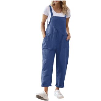 Generic Damen Latzhose Ärmelloser Lässige,Sommer Bib Pants Trägerhose Beiläufig Loose | Oversize Jumpsuit mit Große Taschen und Träger Schlupfhose Baggy Hosen
