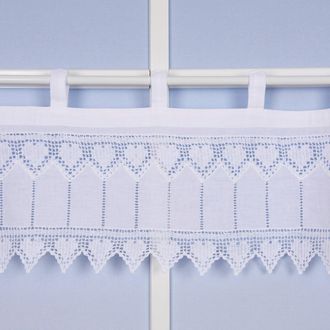 Schöner Leben Häkelspitze Häkelgardine Panneaux Herzchen mit Schlaufen weiß 125x25cm