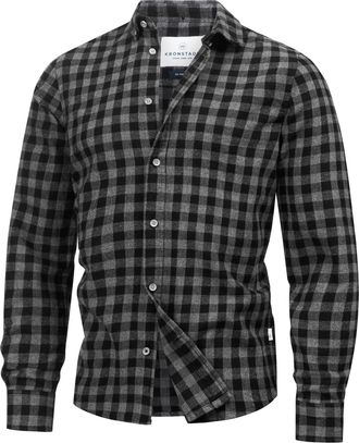 Kronstadt Herren KSJohan Check Hemd kariert aus 100% Baumwolle mit Button-Down-Kragen | Herrenhemd M&auml;nnerhemd Black, 3XL