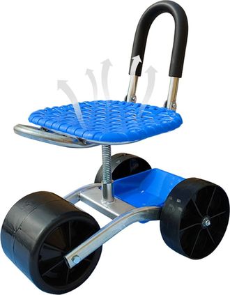 Generico Verstellbarer Gartenstuhl - Hocker mit R&auml;dern 47 x 31 x 23 - 35 cm, Robustes Metallgestell aus PP- | bequemer 360&deg; drehbarer Sitz f&uuml;r das Sitzen auf d