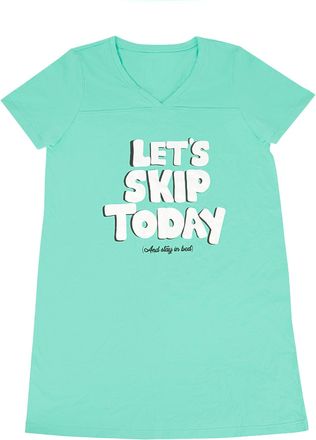 Smart & Sexy Damen Übergroßes Schlafshirt mit V-Ausschnitt Pyjamaoberteil, Edward Green Lets Skip Today, X-Small