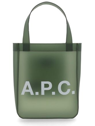 A.P.C. Womens Small Lou Tote Bag Green Thermoplastic Polyurethane Handbags Hand
