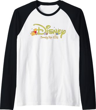 Disney Winnie the Pooh Script Logo Family Trip 2026 Vacation Raglan