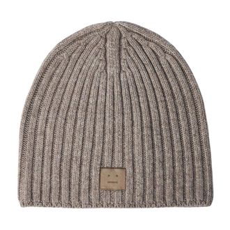 Acne Studios Wollstrick Logo Beanie M&uuml;tze - - Accessories - Herren - Braun - ONE SIZE