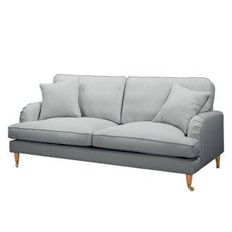 Jack & Alice home24 2-Sitzer Sofa mit Rollen Grau/Lichtgrau Webstoff Polia 190 x 85 x 96cm Hellbraun Glamour