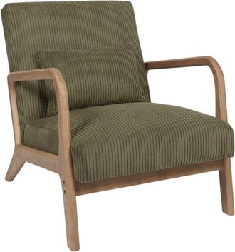 The Home Deco Factory The Home Deco Factory - Fauteuil en velours c&ocirc;tel&eacute; - Confort cocooning - Coussin d&eacute;houssable 40x25cm - Largeur 80cm - Hauteur dassise 45cm
