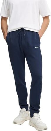 Michael Kors Jogging en coton m&eacute;lang&eacute; avec bande logo - Homme - Pantalons - Bleu - Taille: XL