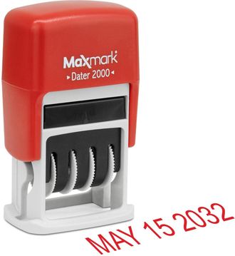 MaxMark Dater 2000 Selbstf&auml;rber Kleiner Datumsstempel mit Tinte rot