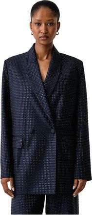 Pinko Pinko - Blazer crois&eacute; &agrave; strass - Femme - Vestes - Bleu - Taille: 36 FR