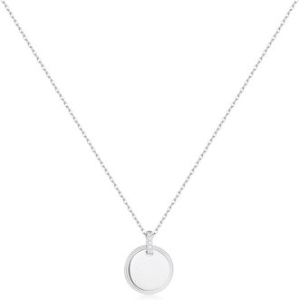 Ania Haie Damen Halskette CHIC CREATOR Disc Pendant Necklace aus 925 Sterling Silber, verziert mit 5 Zirkonia, Länge: 45 cm + 5 cm Verlängerung, inkl. Geschenkv