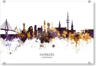 artboxONE Acrylglasbild 30x20 cm St&auml;dte/Hamburg Hamburg Skyline PurpleGold - Bild Hamburg Germany Hamburg