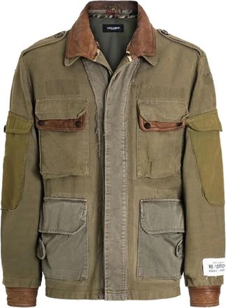 Dolce & Gabbana Homme, Vestes, Brun, Taille: L Veste en coton et peau dagneau