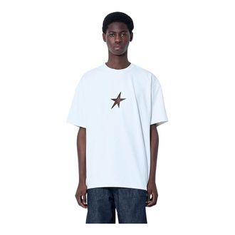 MUGLER Homme, Tops, Blanc, Taille: XL T-shirt col rond avec logo découpé
