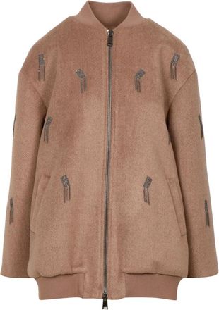 Simona Corsellini Femme, Vestes, Beige, Taille: 36 FR Bomber Jacket