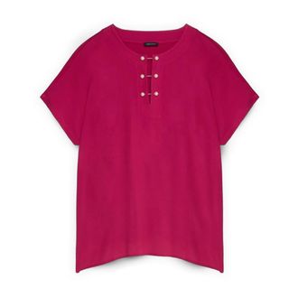 Fiorella Rubino T-Shirt aus Viskose mit Perlendetail - - Blouses & Shirts - Damen - Rosa - XS