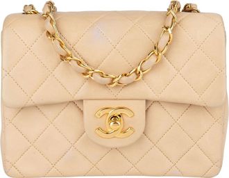 Chanel Crossbody Bags - Chanel Quilted Lambskin 24K Gold Single Flap Cross - Gr. unisize - in Beige - f&uuml;r Damen