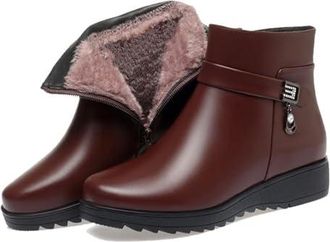 Generic Bottes orthop&eacute;diques en cuir synth&eacute;tique pour femme - Chaudes et imperm&eacute;ables - Antid&eacute;rapantes - Avec fermeture &eacute;clair lat&eacute;rale, marron, 38.5 EU