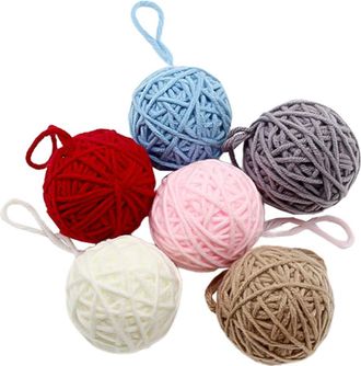 Pretyzoom 6 St&uuml;ck Weihnachtsball Ornamente Wollkn&auml;uel mit Schnur f&uuml;r Weihnachtsbaumschmuck (Zuf&auml;llig)