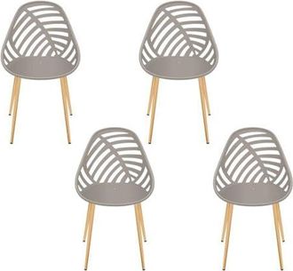 The Home Deco Factory HDO0336, Set mit 4 Alameda Taupe-Stühlen, Möbel, Gartenmöbel, Außensitz, 52,3 x 86,5 x 49 cm, Sitzhöhe 45 cm, Taupe