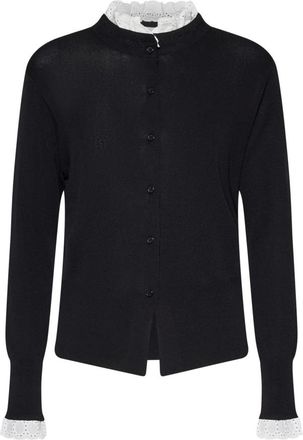 Silvian Heach Femme, Pulls, Noir, Taille: 38 FR Tricot &agrave; Col Montant avec D&eacute;tails Contrast&eacute;s