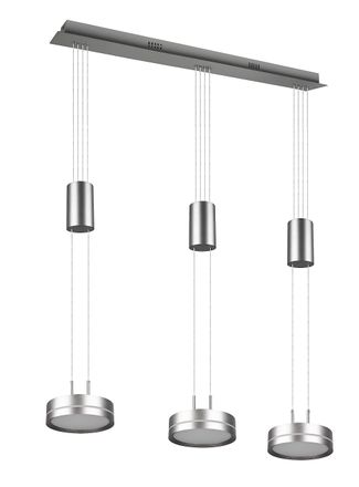 Trio Leuchten LED Pendelleuchte Franklin 326510307, Metall Nickel matt, inkl. 3x 9 Watt LED, Switch Dimmer
