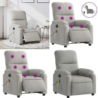 vidaXL Massagesessel Elektrisch Hellgrau Mikrofasergewebe - Massage Stuhl - Elektrischer Recliner - Fernsehsessel - Relaxsessel - Bequeme Lounge - Home &