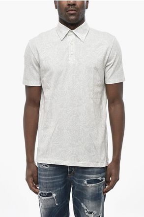 Altea Cotton Poplin Polo GREG with Leaf Print size Xxl