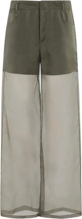 Federica Tosi Femme, Pantalons, Vert, Taille: 34 FR Pantalon 5 Poches en Organza de Soie