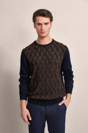 Bugatti Strickpullover mit 2-farbigem Rautenmuster
