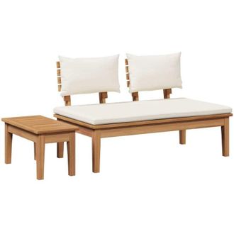 vidaXL Banc de jardin 2 pcs Marron Teck massif Vidaxl