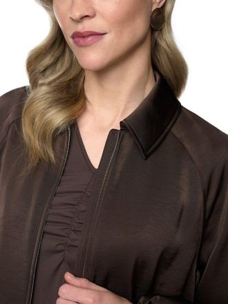 Marc Cain Blusenjacke Fading Flowers Premium Damenmode schwingend, aus Glanzmaterial