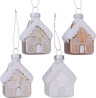 Boltze Nellas Baumanhänger Haus beige Sortiert 7,5cm (1 Stück)