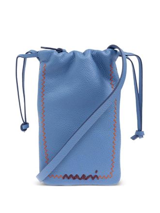 Marni sac à bandoulière en cuir à lien de resserrage - Bleu