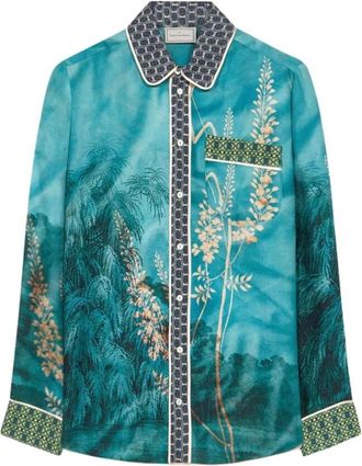 Pierre-Louis Mascia Femme, Blouses et Chemises, Bleu, Taille: 36 FR Aloe Chemise &agrave; manches longues