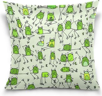 PUXUQU Kissenbezug 40x40 cm Süß Tier Frosch Dekorative quadratische Kissenbezüge Kissenhülle für Couch Sofa Schlafzimmer Auto