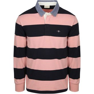 GANT Polo Heavy Rugger Shield Rayures Marine Rose