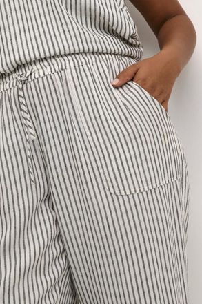 Kaffe Curve Kaffe Curve Damen Plus-Size Womens Pants Cropped Length Casual Fit Elastic Waist Hose, Chalk/Black Stripe