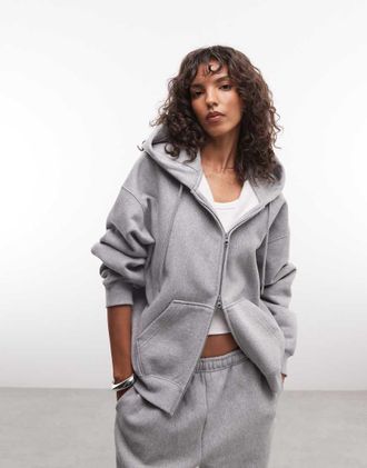 Nike Studio sweat &agrave; capuche zipp&eacute; oversize en molleton &eacute;pais gris fonc&eacute;