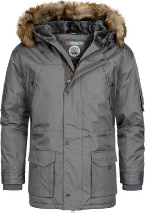 Geographical Norway Herren Parka Jacke Winterjacke Kapuze Webpelz SP216H/GN Gr&ouml;&szlig;e S Farbe dark grey
