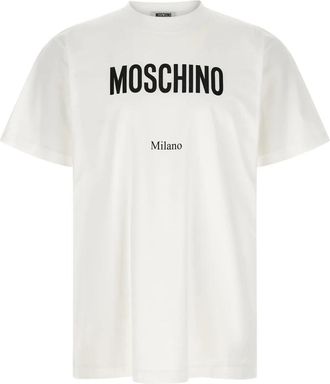 Moschino Homme, Tops, Blanc, Taille: S T-shirt en coton avec logo