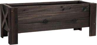 OUTSUNNY Jardinière sur pieds bac à fleurs dim. 100L x 36l x 36H cm inserts dirrigation inclus bois massif sapin traité