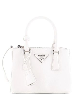 Prada Galleria Double Zip Tote Saffiano Leather Mini crossbody bag - Blanc