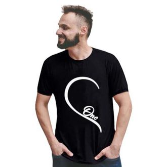 Generic T-shirt d&eacute;contract&eacute; &agrave; manches courtes et col rond pour homme de la Saint-Valentin 2026, Noir, L