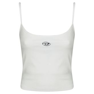 Diesel Geripptes Top mit metallenem Oval D - - Tops - Damen - Wei&szlig; - M