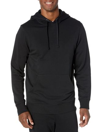 Amazon Essentials Herren Leichter langärmeliger Kapuzenpullover aus French Terry, Schwarz, XXL
