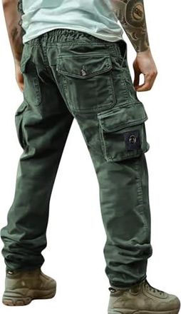 Generic Pantalon de travail pour homme, pantalon cargo en coton pour homme, pantalon de travail cargo multi-poches droit, ag, M